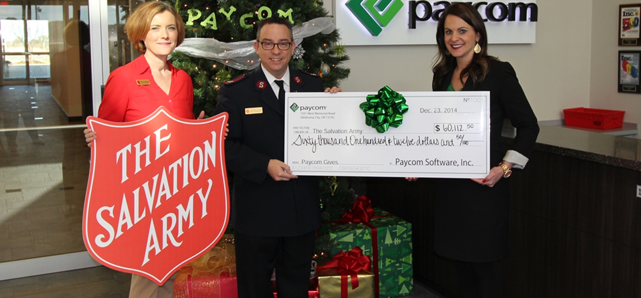 Paycom Supports the Salvation Army with a $60,112 Gift | Paycom