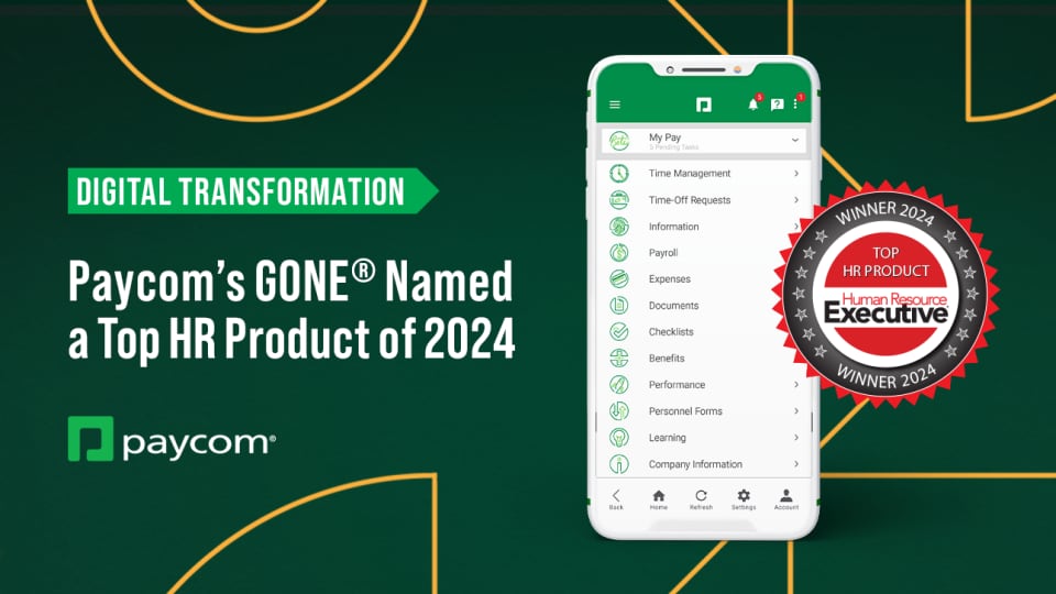 Paycom’s GONE named Top HR Product of 2024 | Paycom Blog